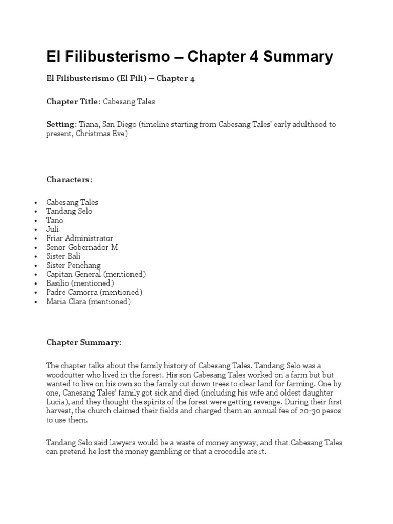 El Filibusterismo Chapter 4 | PDF