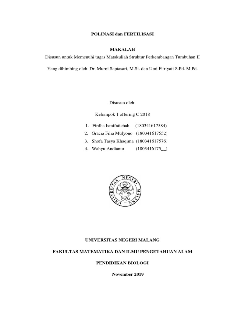 Makalah Polinasi Dan Fertilisasi | PDF | Griya & Taman | Kesehatan Holistik