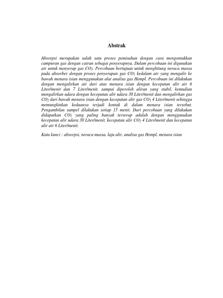 Pengukuran Laju Absorpsi Gas CO2 ke Dalam Air Menggunakan Kolom ...