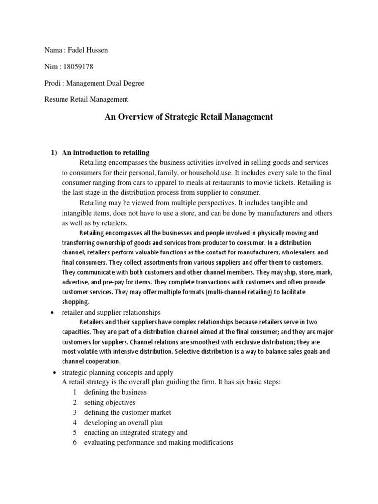 Retail Management | PDF | Retail | Strategic Management
