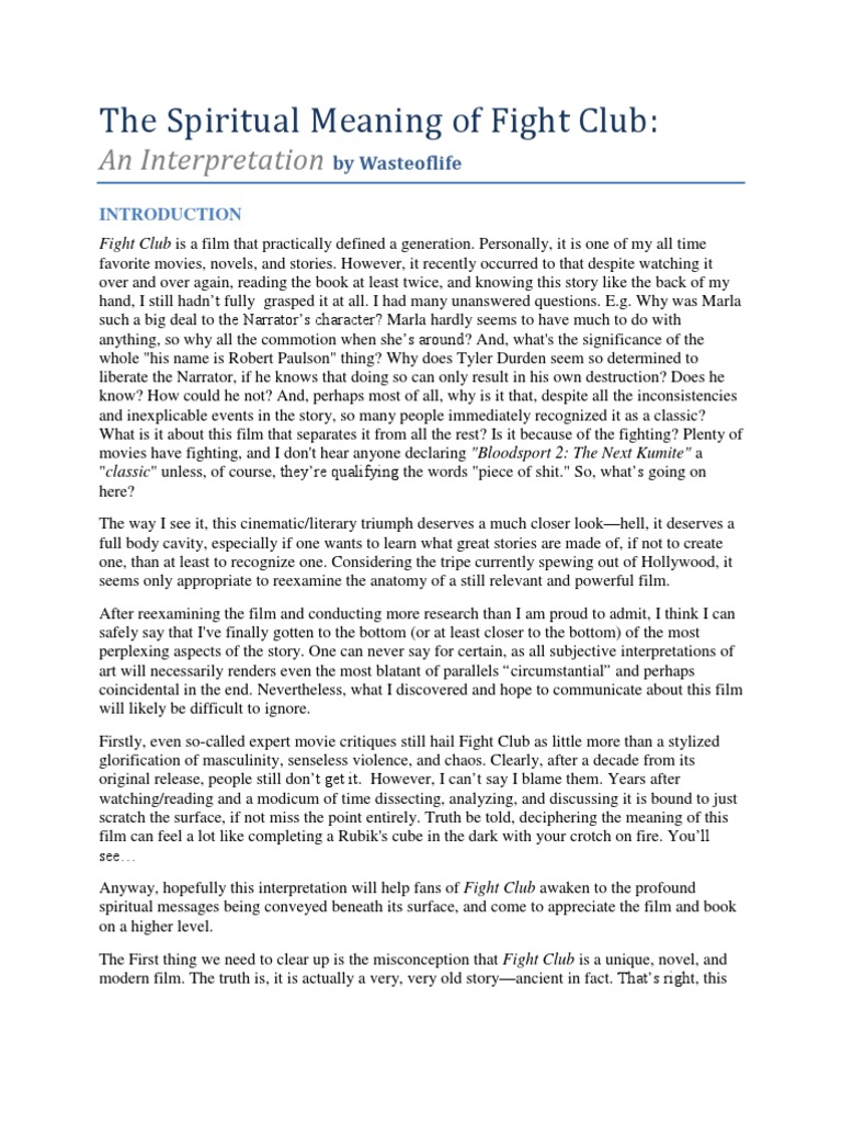 The Spiritual Meaning of Fight Club | Download Free PDF | Logos ...