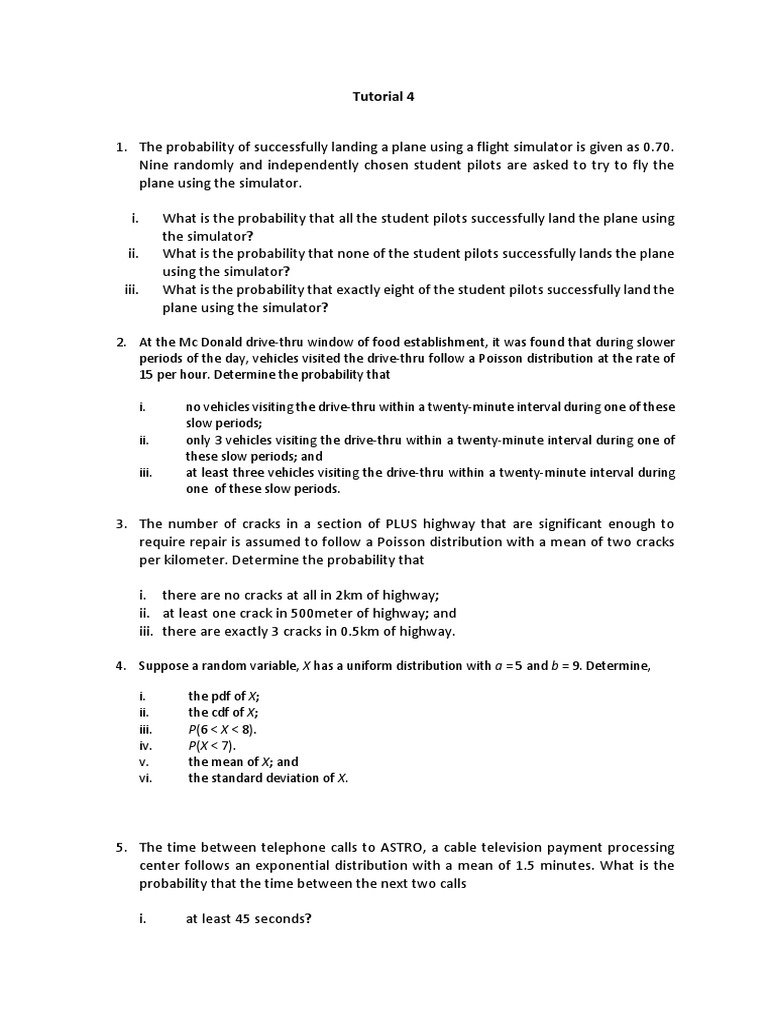 Tutorial 4 | PDF | Probability Theory | Normal Distribution