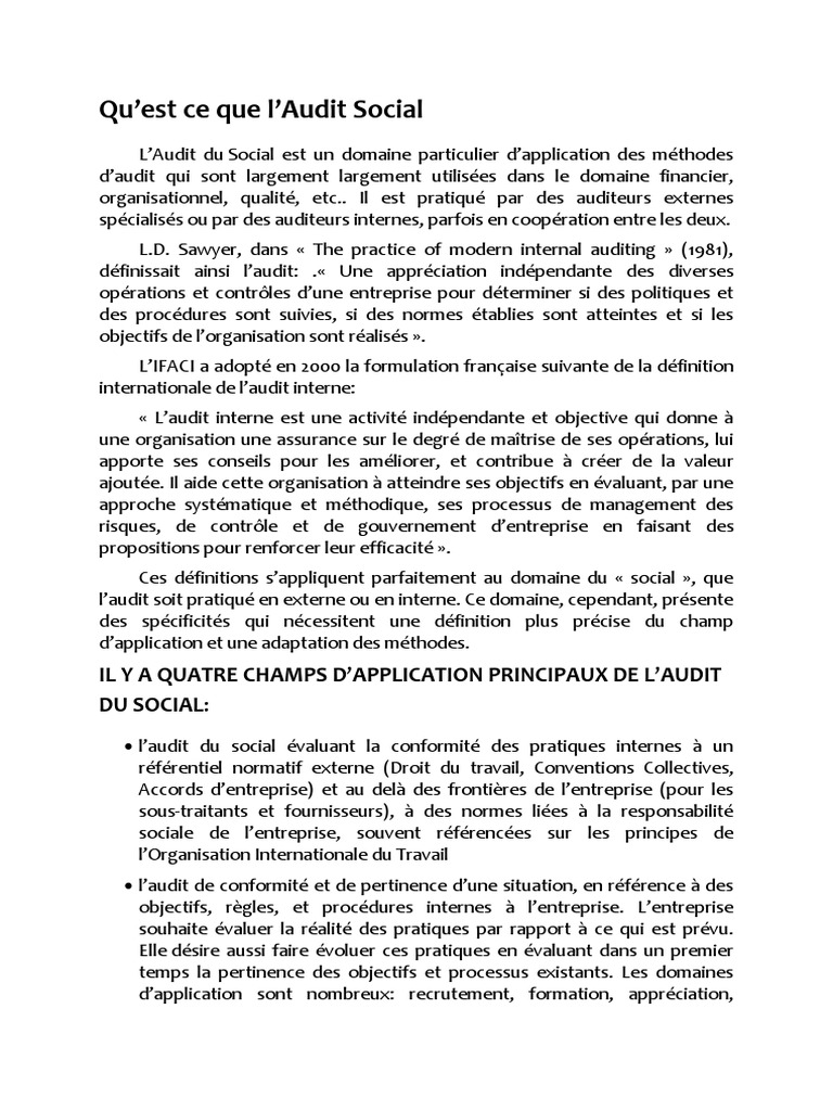 Qu'est Ce Que L'audit Social | PDF | Audit | Responsabilité sociétale des entreprises
