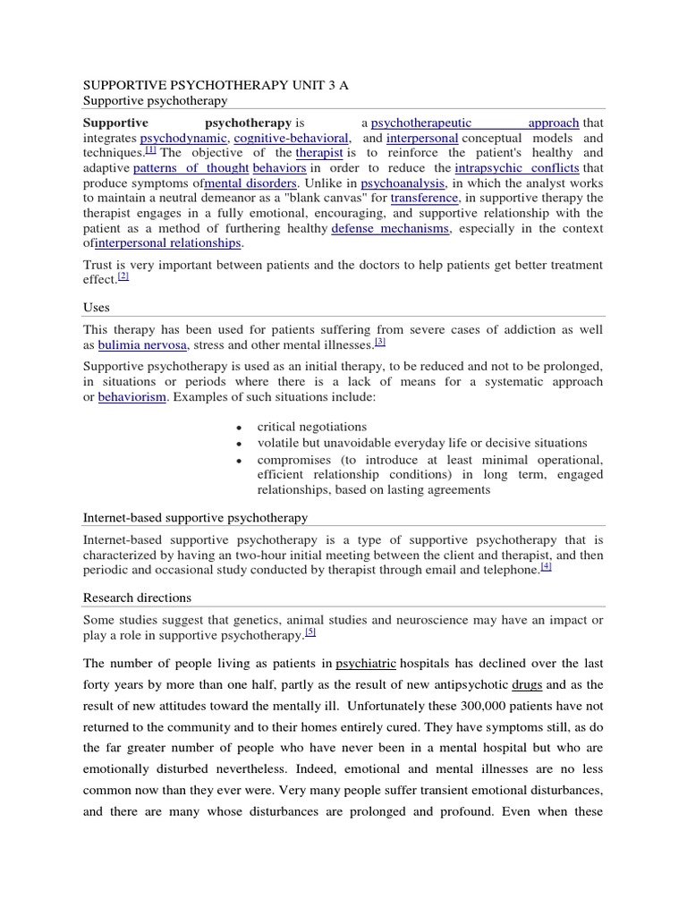 ADVANCE SKILLS Supportive Psychotherapy 3A | PDF | Psychotherapy ...