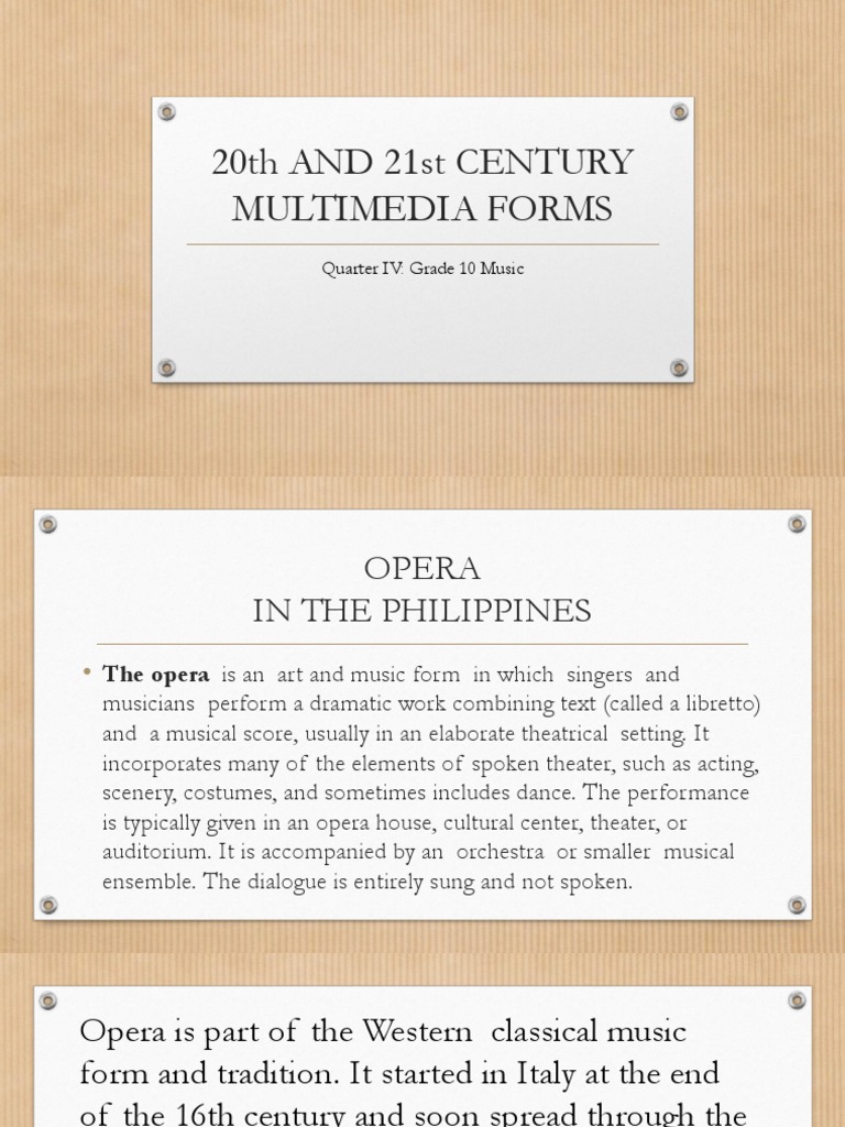 Philippine Opera: 20th & 21st Century | PDF | Opera | Theatre