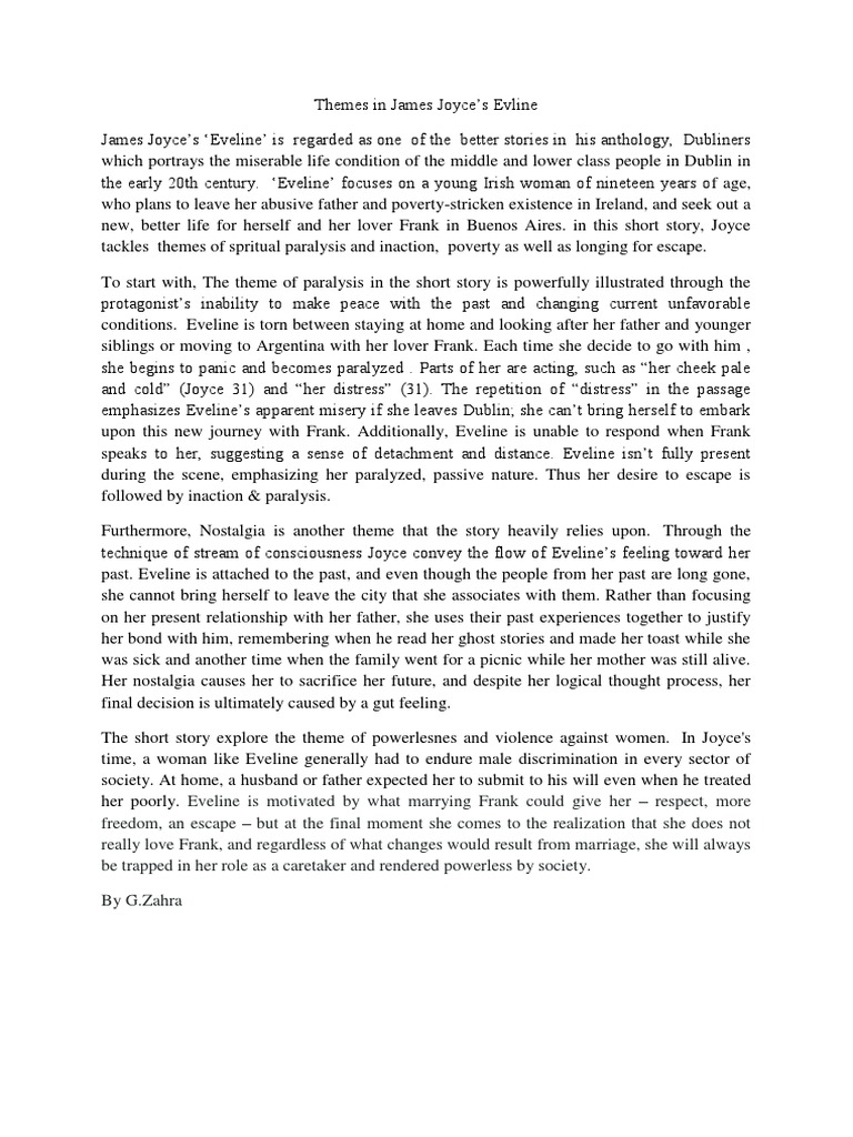 Themes in James Joyce's Evline | PDF | James Joyce