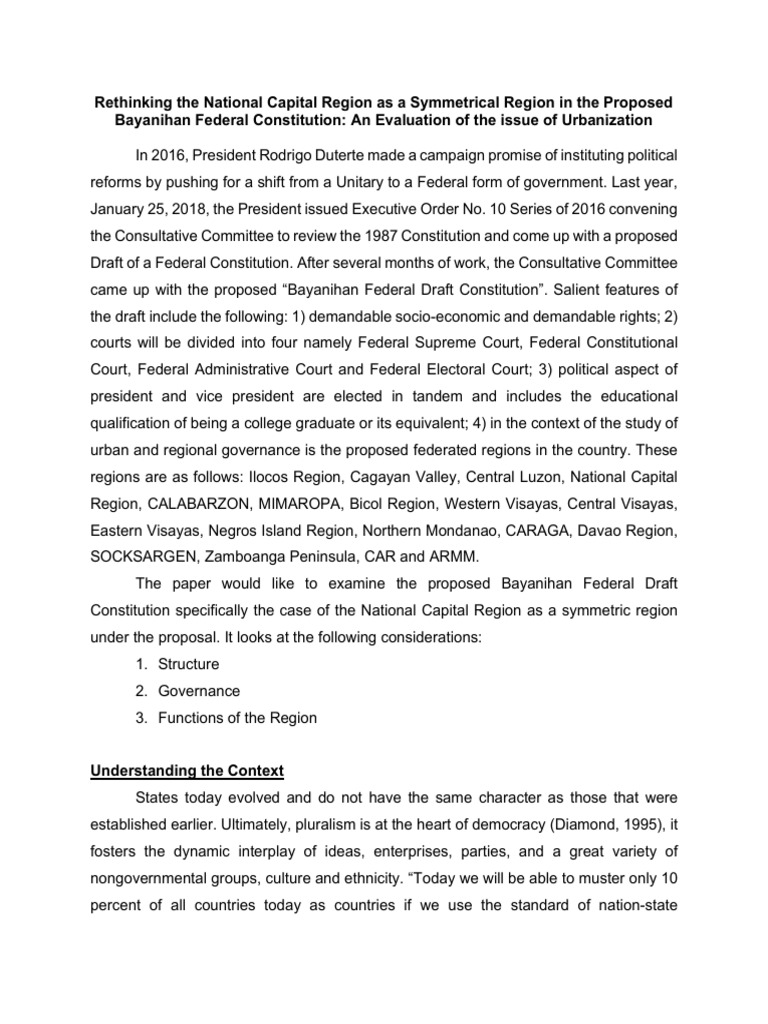 Rethinking The National Capital Region As A Symmetrical Region in The ...