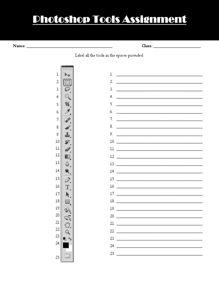 Photoshop Tools Labeling Assignment | PDF | Adobe Photoshop