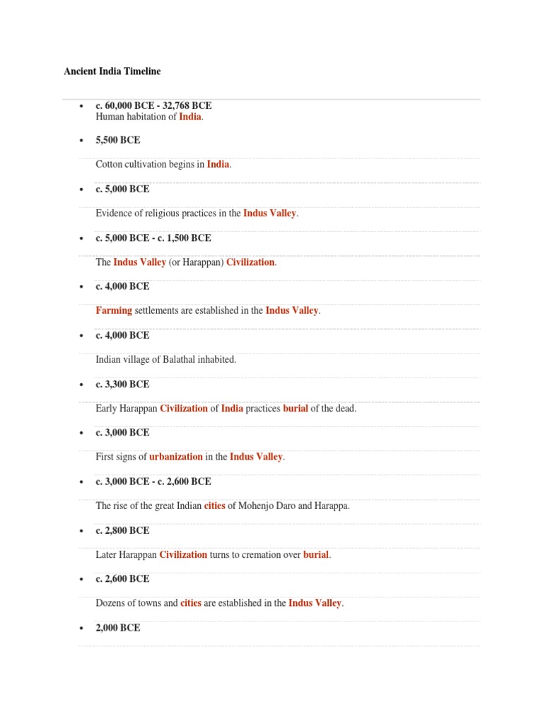 Ancient India Timeline | PDF | South Asia | Indian Religions