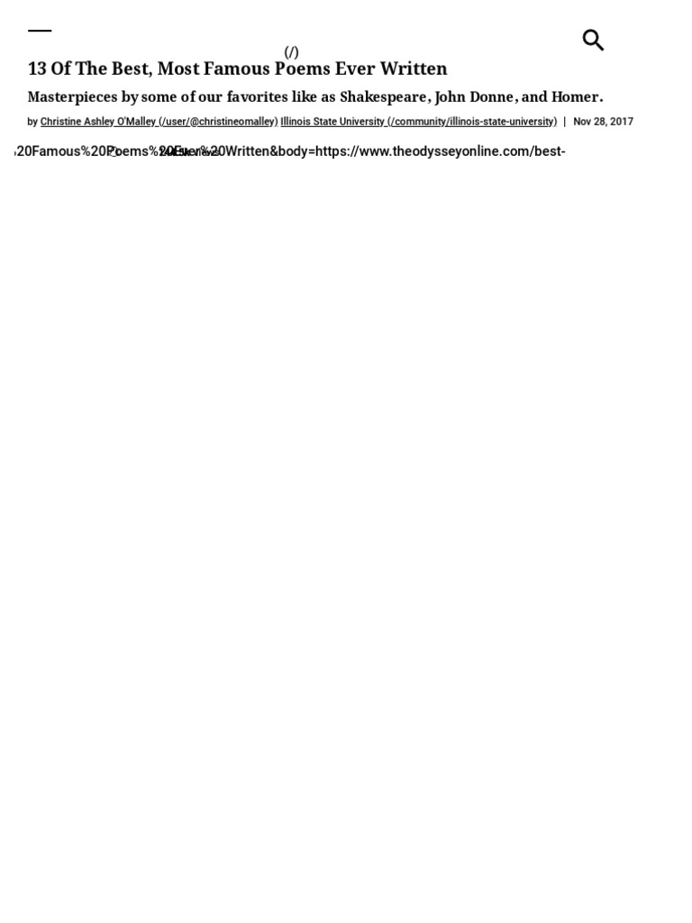 13 of The Best, Most Famous Poems Ever Written | PDF | Nature