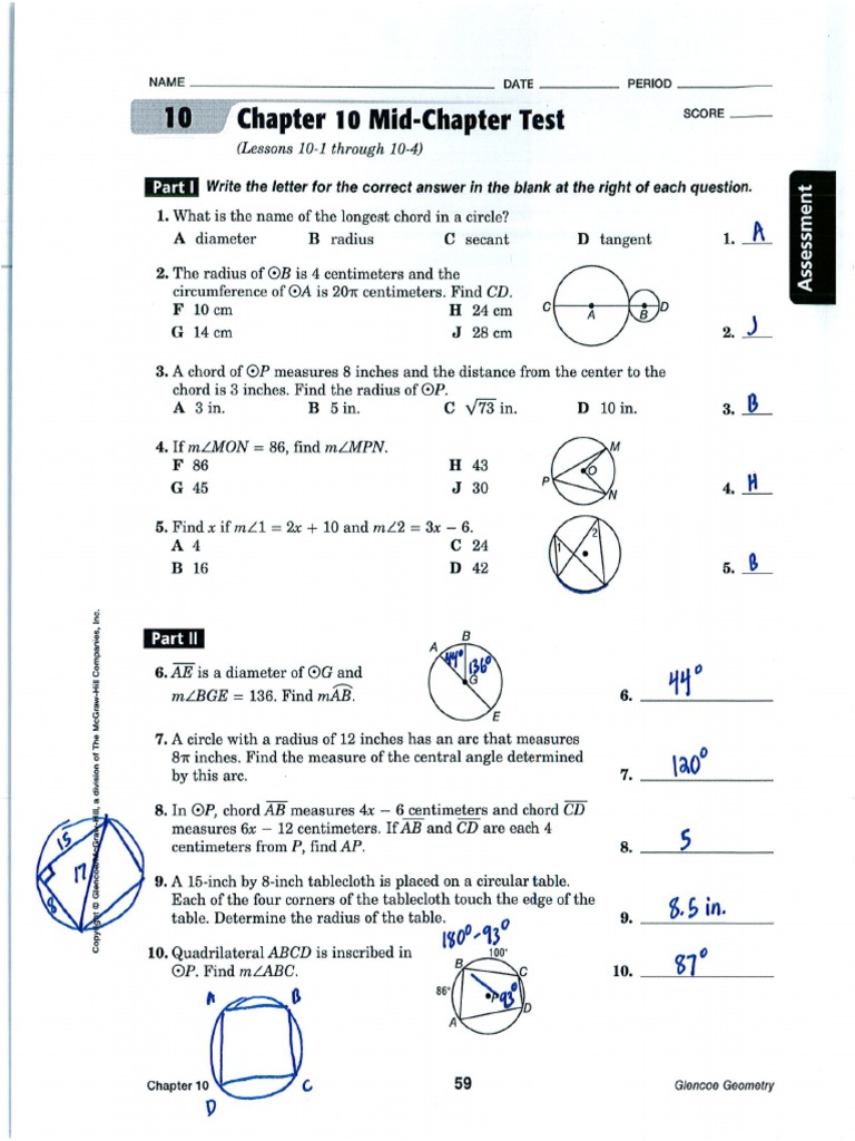Circles Review Sheet Answers | PDF