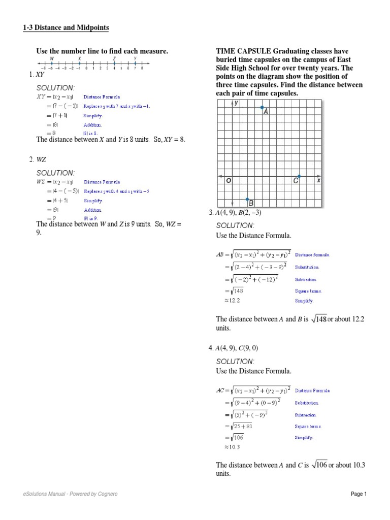 1 3 Distance And Midpoints Pdf Equations Cartesian Coordinate System