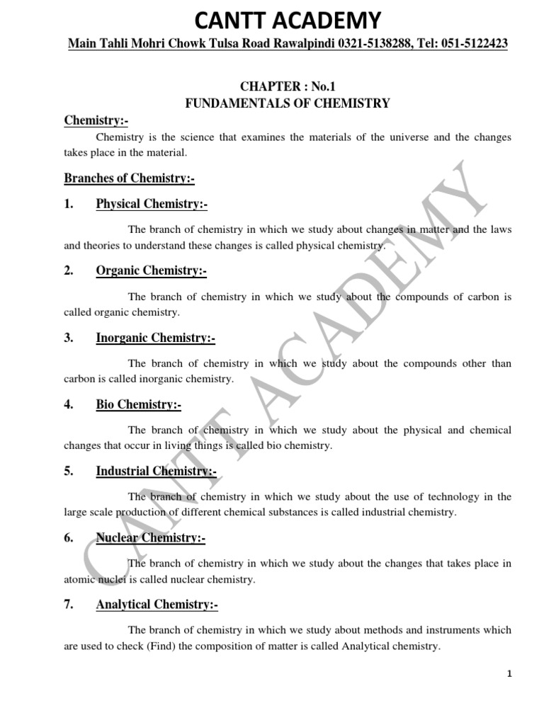 Chemistry 9th Class Chaper 1 PDF | PDF | Ion | Mixture