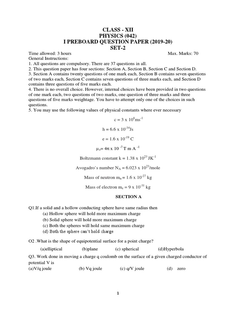 Phy Set-2 QP | PDF | Refractive Index | Electron
