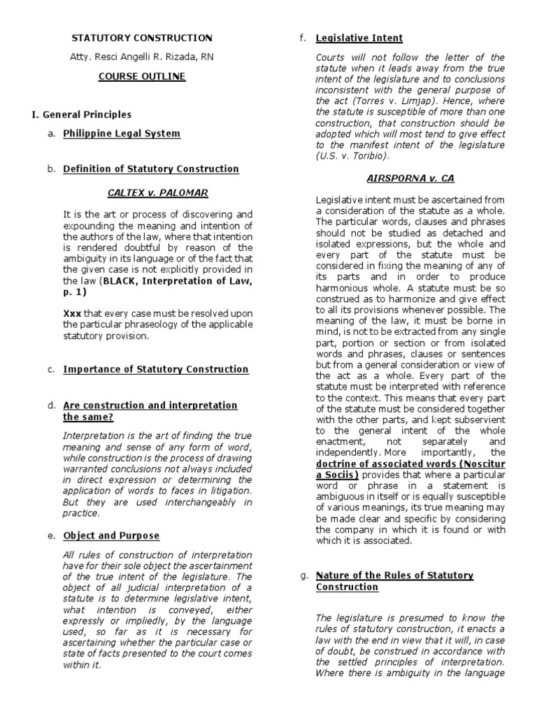 Statutory Construction | PDF | Statutory Interpretation | Bill (Law)
