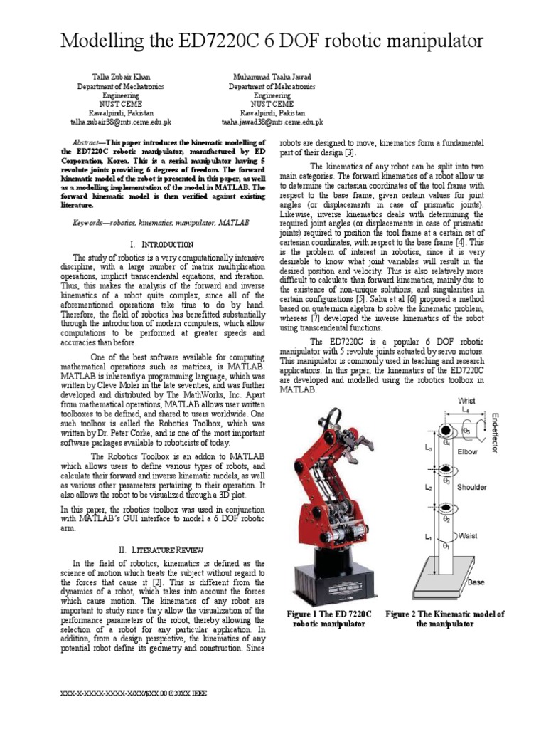 Intro To Robotics, Research Paper | PDF | Matlab | Graphical User ...