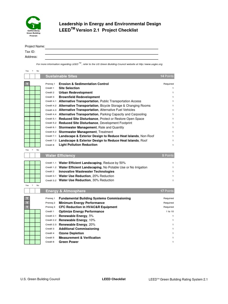 Envronment LEED Checklist 2 | PDF | Green Building | Leadership In ...