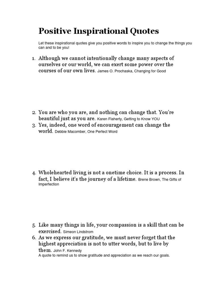 Positive Inspirational Quotes Collection | PDF
