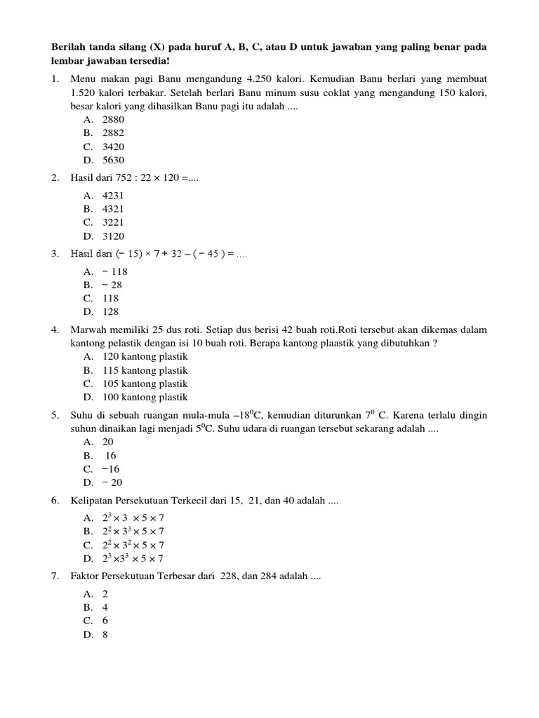 Naskah Soal Matematika | PDF