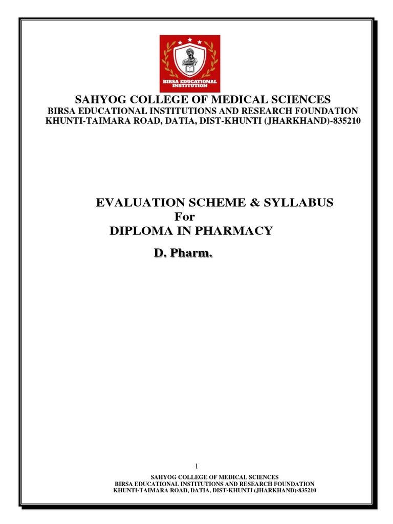 D.pharm Syllabus PDF | PDF | Pharmacist | Pharmacology