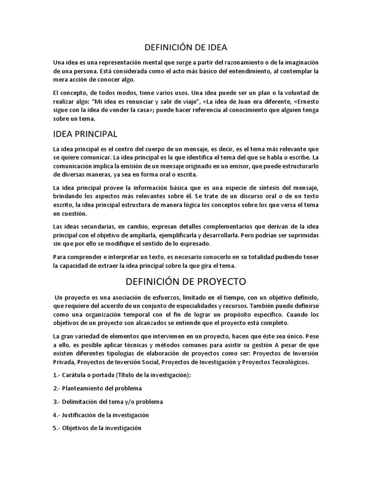 Definición de Idea | PDF | Concepto | Definición