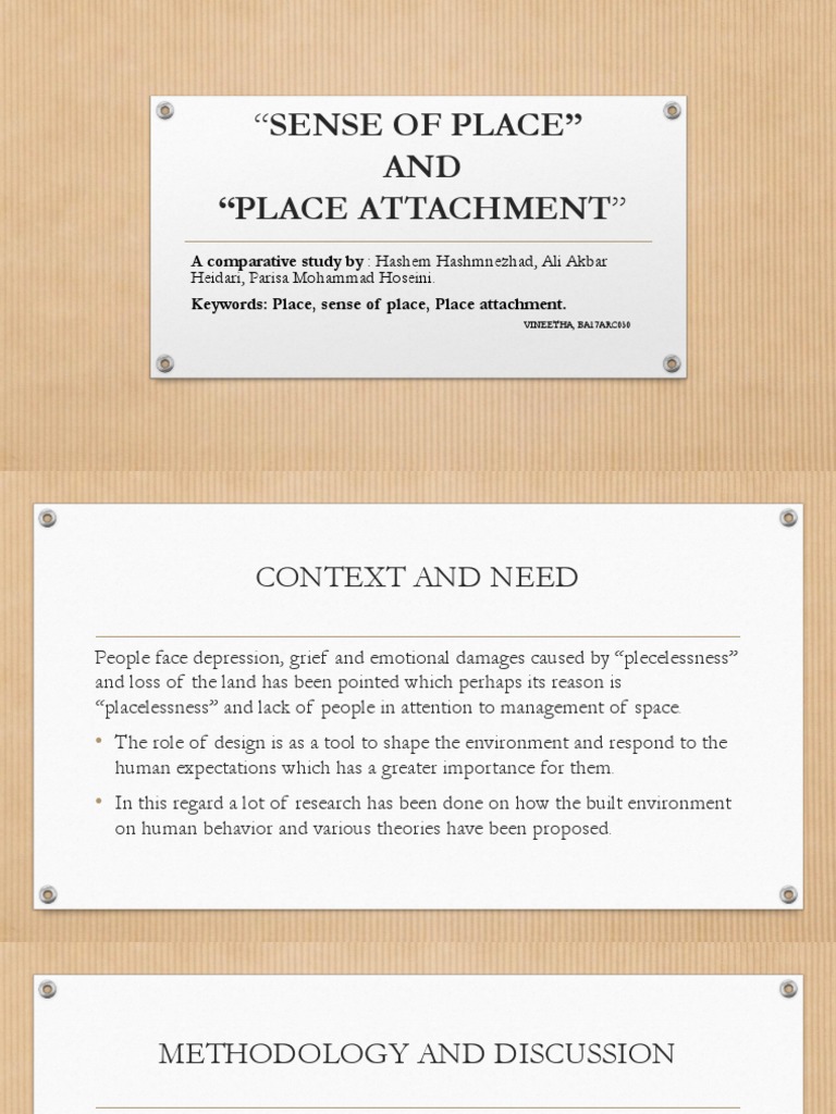 SENSE OF PLACE AND PLACE ATTACHMENT Comparative Study | PDF ...