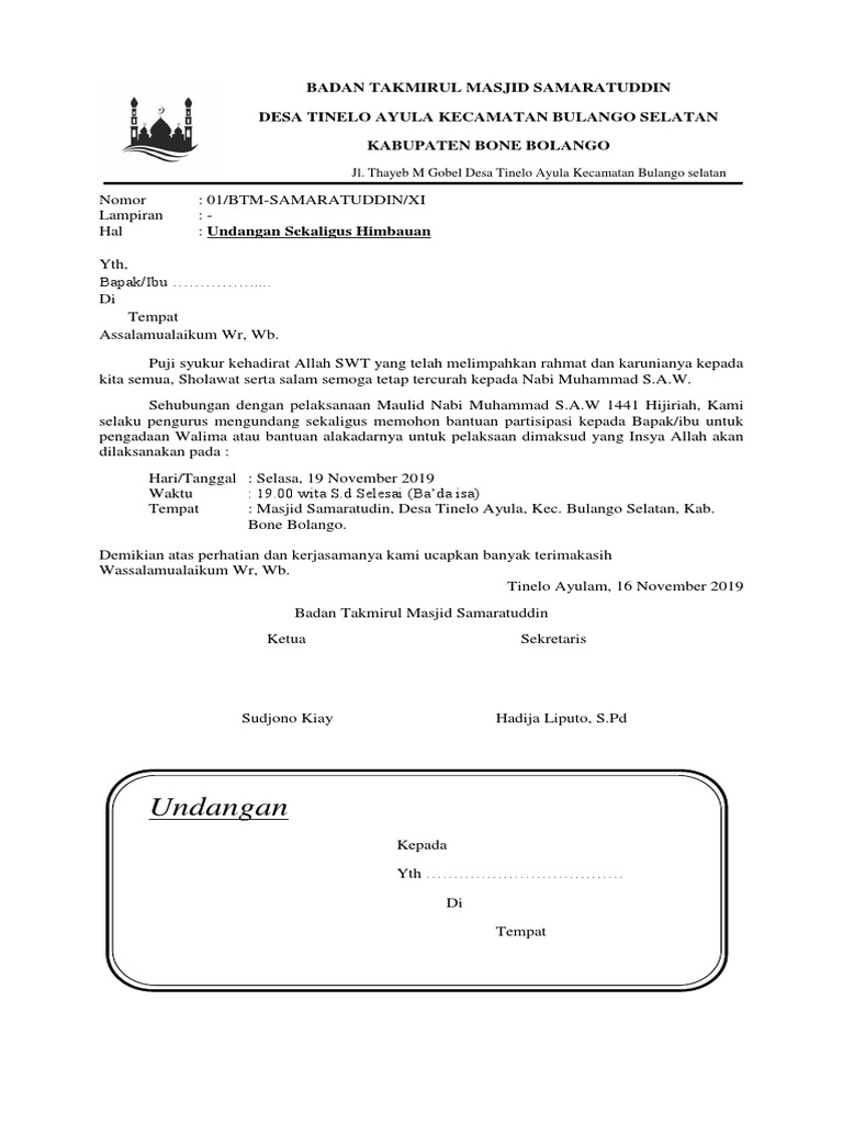 Undangan Dzikir Maulid Nabi 1441H | PDF