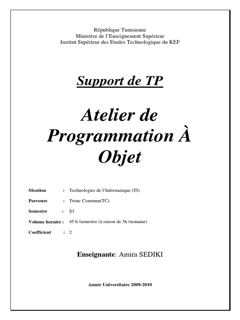TP de Programmation Java pour TI | PDF | Classe (informatique ...