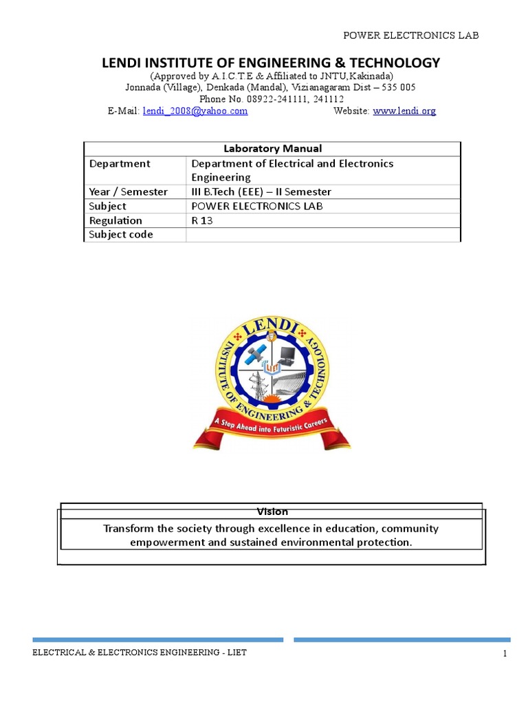 Power Electronics Lab Manual | PDF | Power Inverter | Rectifier