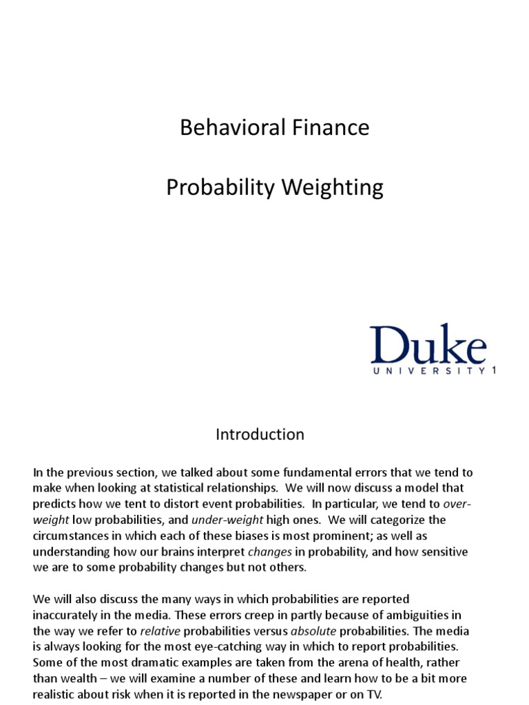 Probability Weighting | PDF | Cognitive Science | Psychological Concepts