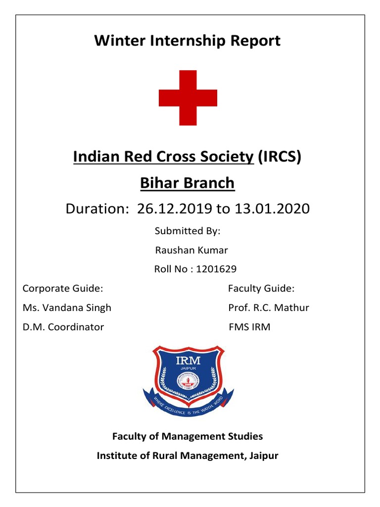 Winter Internship Report: Indian Red Cross | PDF | International ...
