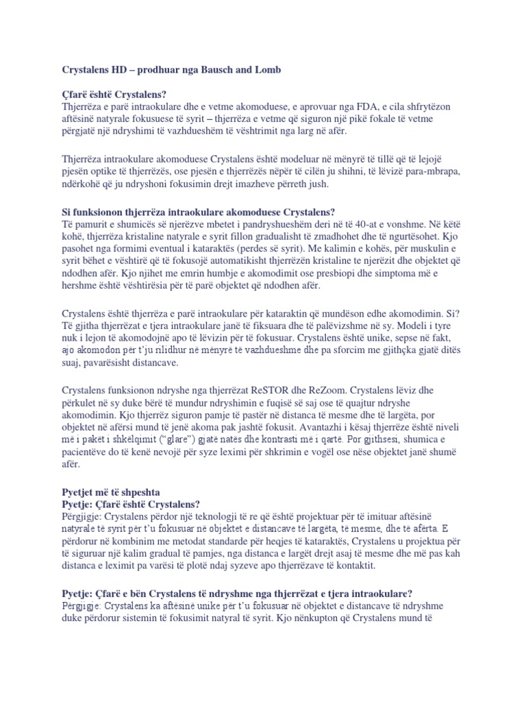 Crystalens HD | PDF