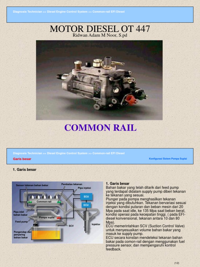 Fungsi SCV dalam Sistem Common Rail | PDF