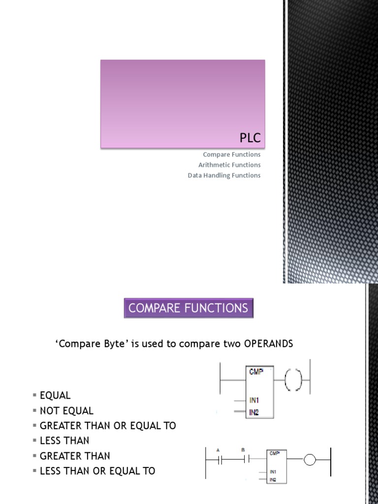 7 PLC - Arithemetic, Compare, Data Handling Functions | PDF ...