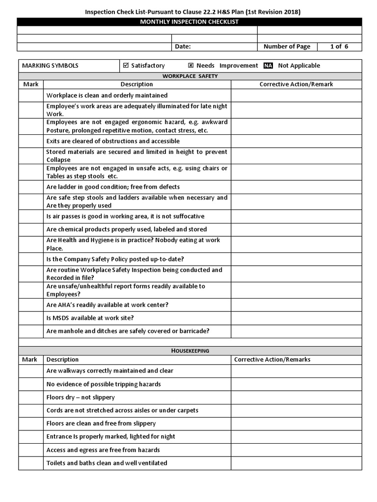 # Monthly Inspection Check List-PD | PDF | Personal Protective ...