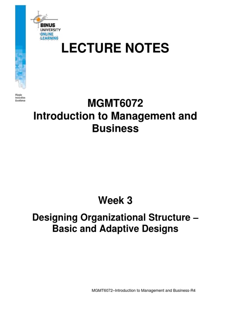 LN3-Designing Organizational Structure - Basic and Adaptive Designs | PDF