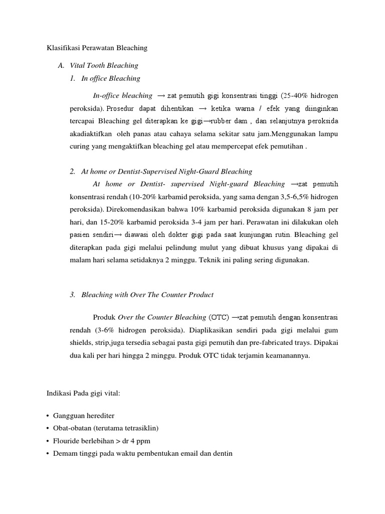Klasifikasi Perawatan Bleaching | PDF