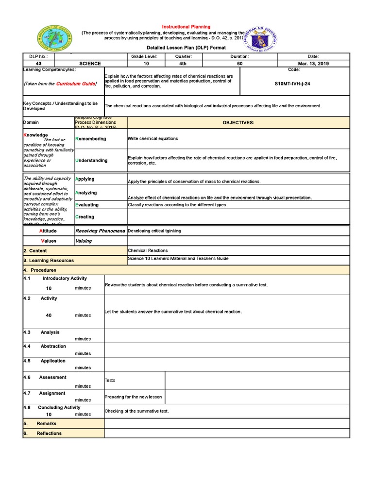 DLP # 43 Summative Test | PDF | Critical Thinking | Lesson Plan