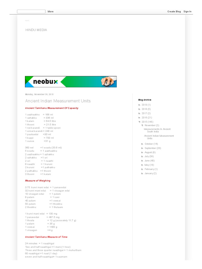 Ancient Indian Measurement Units | PDF | Kilogram | Mass