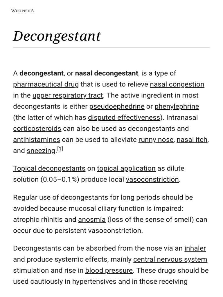 Decongestants: Uses and Cautions | PDF | Pharmacology | Drugs