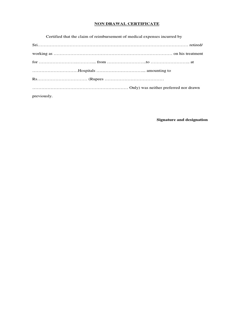 Non Drawal Certificate PDF | PDF
