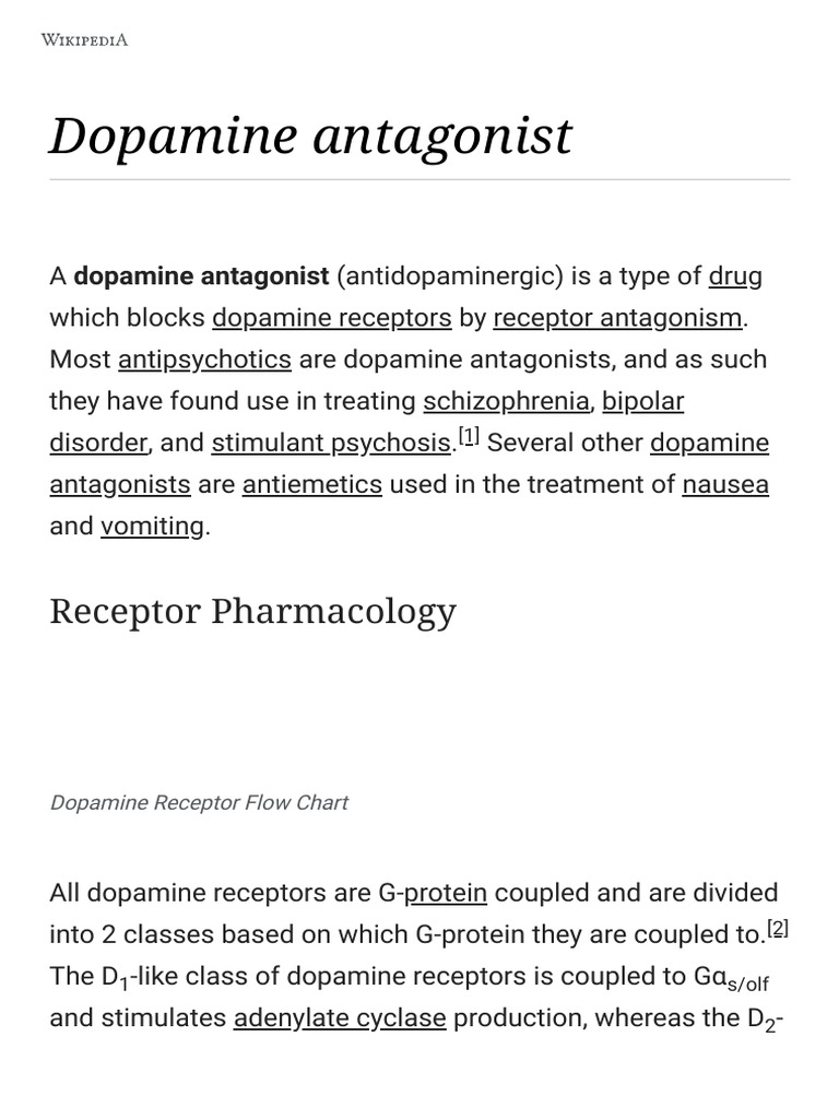 Dopamine Antagonist - Wikipedia | PDF | Antipsychotic | Striatum