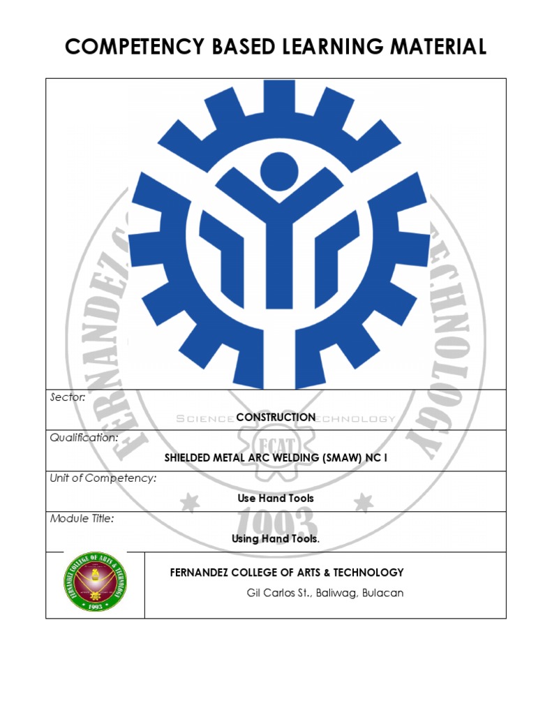 CBLM-SMAW NC I Use Hand Tools | PDF | Screw | Metalworking
