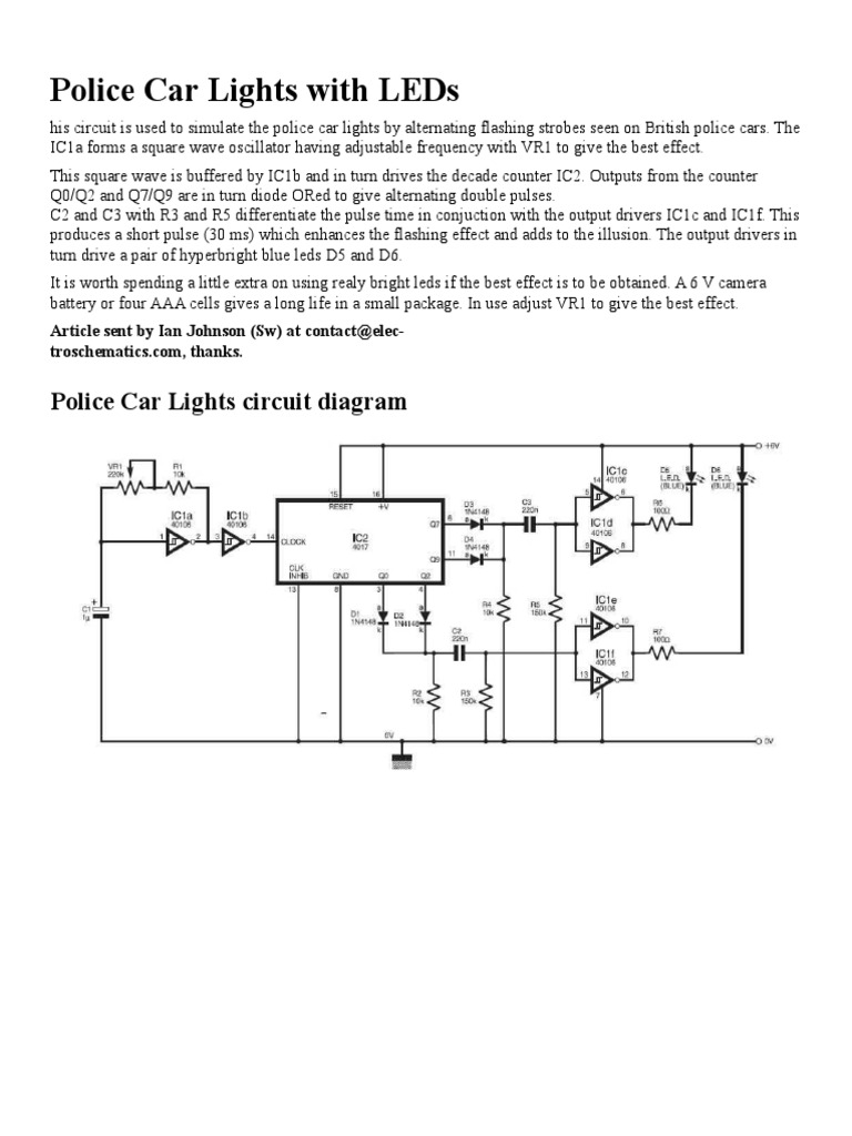 LED Police Car Light Circuit Design | PDF