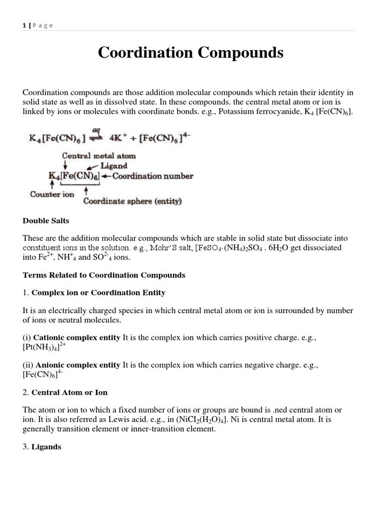 Coordination Compounds - BSC III | PDF | Coordination Complex | Ligand