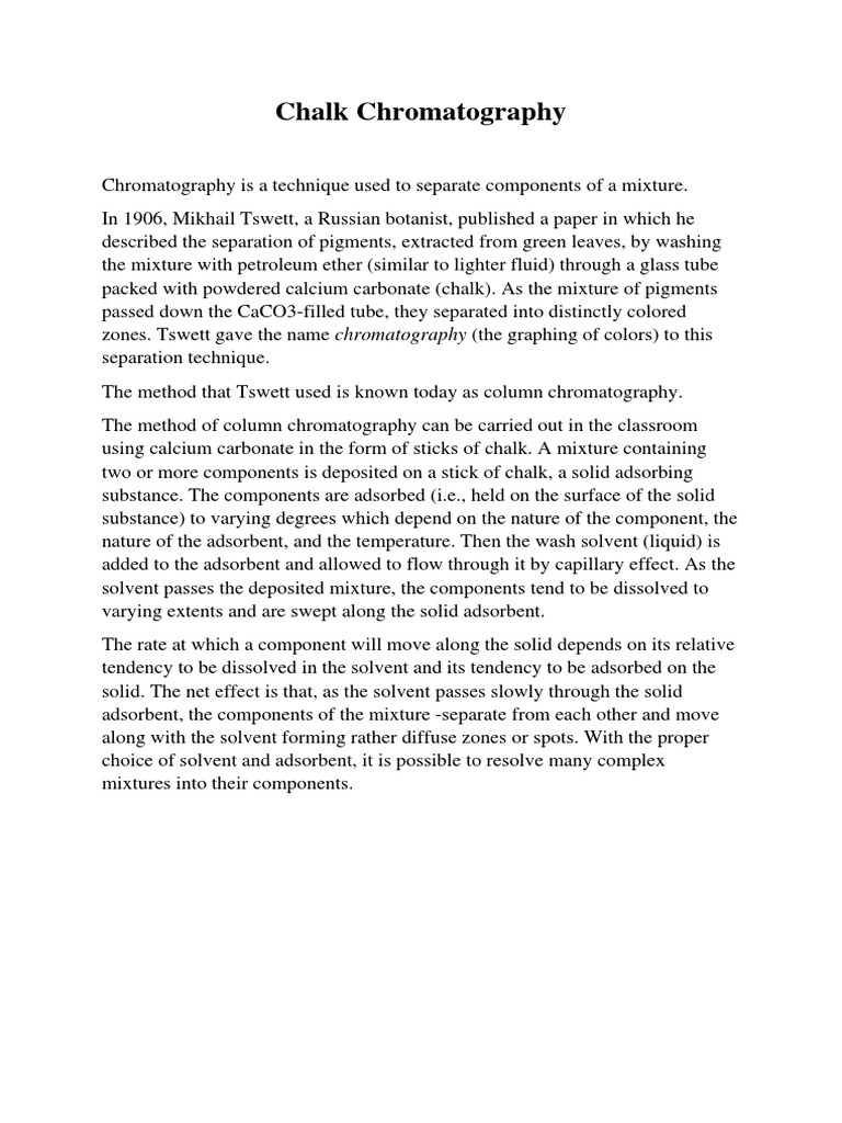 Exploring the Foundations of Chromatography: How Mikhail Tswett ...