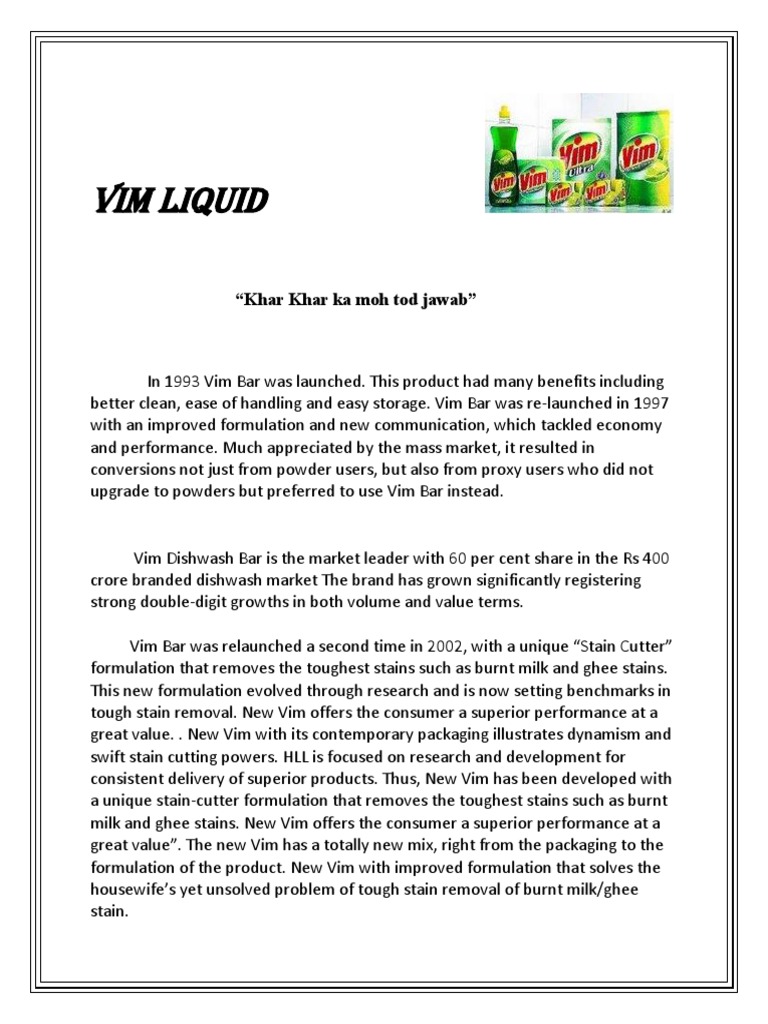 Project On Vim Liquid | PDF | Brand | Advertising
