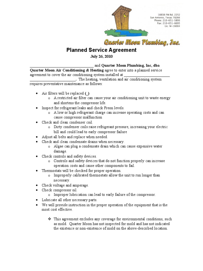 Blank Maintenance AC Quote | PDF | Air Conditioning | Hvac