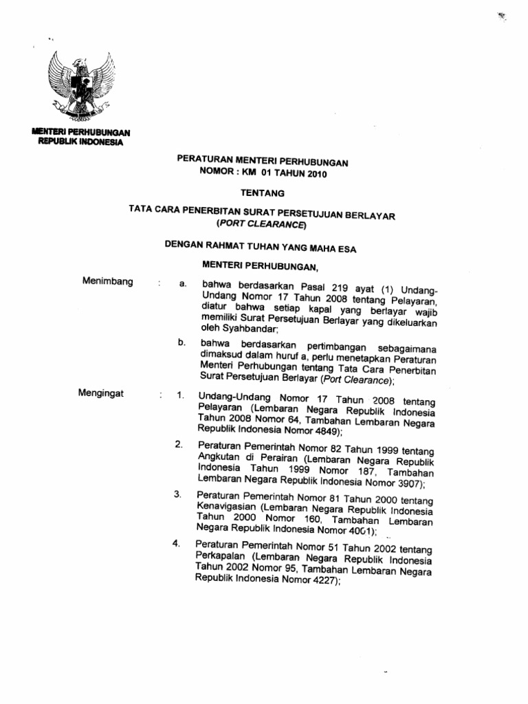 Km. No. 1 Tahun 2010 | PDF