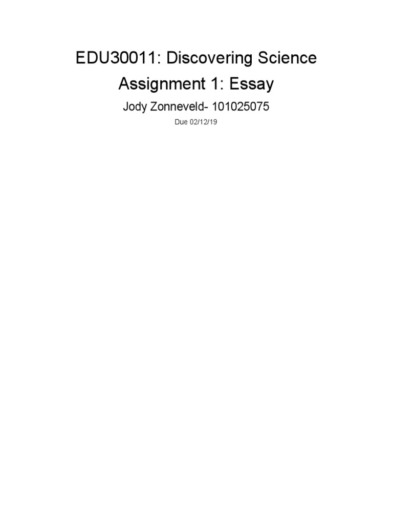 EDU30011 - Assignment 1 - Essay | PDF | Literacy | Science